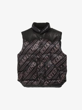 Mastermind World Black Brown Logo Printed Nylon Vest