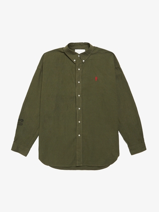 READYMADE Dark Green Red Logo Embroidered Cotton Overshirt