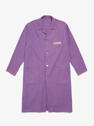 Raf Simons Purple Denim Logo Patched Pins Detailed Cotton Coat
