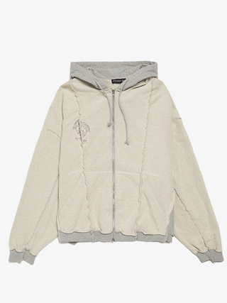 Project GR Inside Out Unbalanced Zip Hoodie - Melange Grey