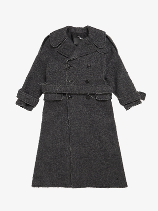 R13 Gray Oversized Belt Detailed Wool Coat
