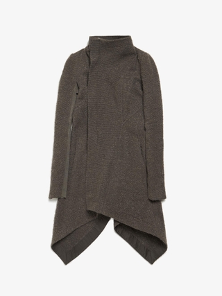 Rick Owens Gray Asymmetrical Hem Wool Blend Coat