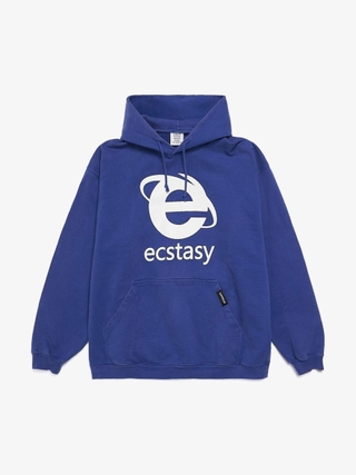 Vetements Blue Washed Ecstasy Logo Printed Cotton Hoodie