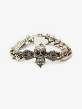King Baby Silver Scull Detailed Bracelet