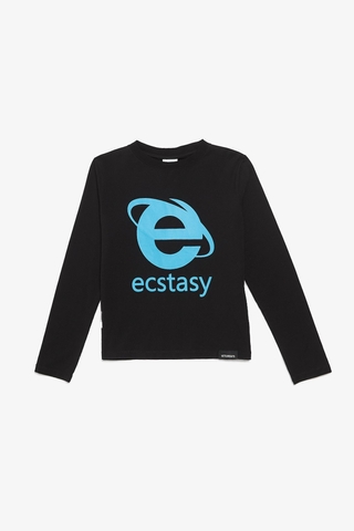 Vetements Black Blue Ecstasy Logo Printed Cropped Cotton Longsleeve