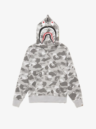 Bape Gray Camo Asymmetrical Zipped Cotton Hoodie