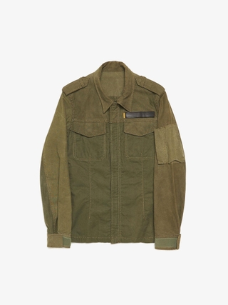 Backlash Green Logo Patched Cotton Denim Zipped Jacket