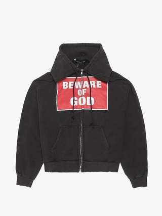 Project GR Black Beware of God Zipped Hoodie