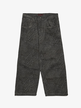 Jaded London Charcoal Leopard Faded Colossus Cotton Jeans